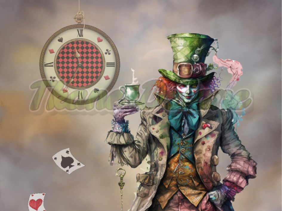 TkaneDziane.pl > PANEL DRUKOWANY KAPELUSZNIK Z FILIŻANKĄ ALICJA W ...